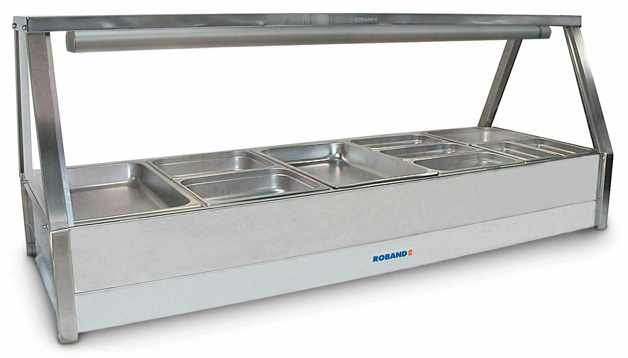 Roband Straight Glass Hot Food Display Bar, 10 pans double row with ...