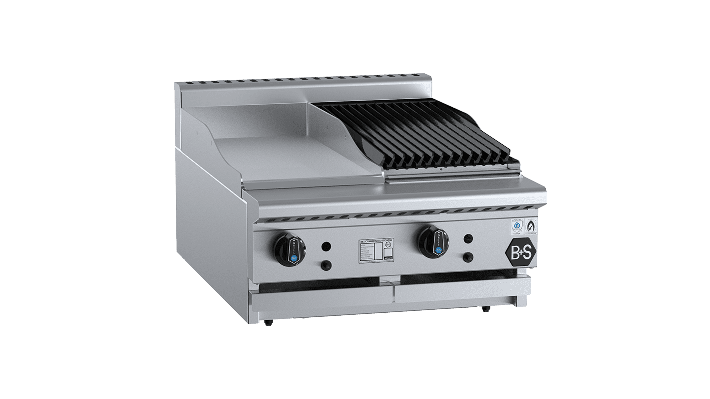 B+S Black Combination 300mm Grill Plate & 300mm Char Broiler Bench ...