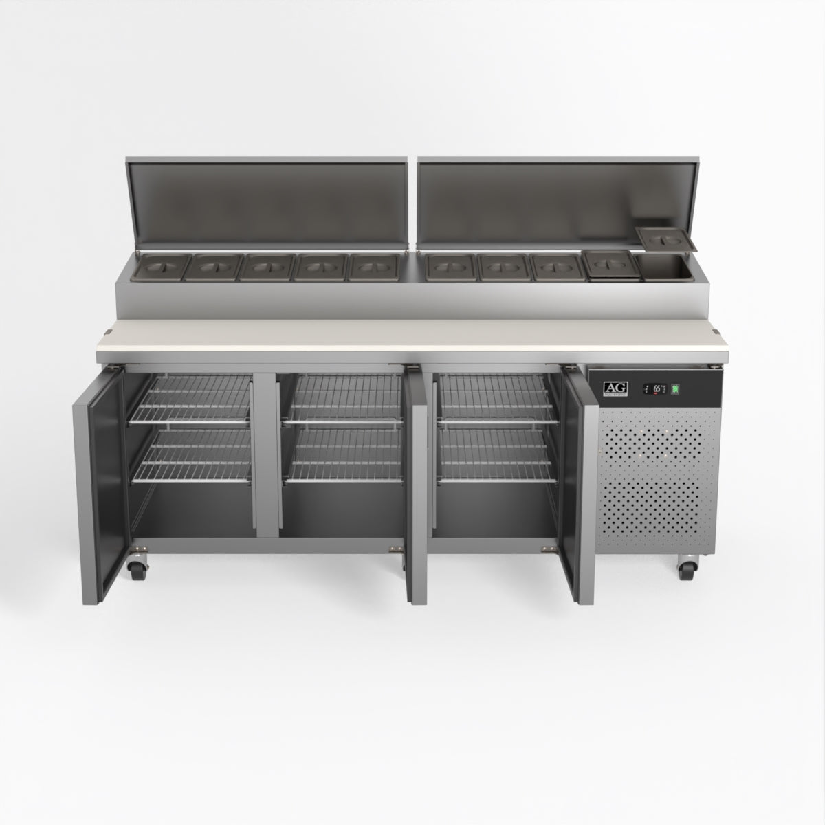 AG 3 Door Saladette Fridge - 10 x 1/3 GN Trays | Commercial Kitchen Store