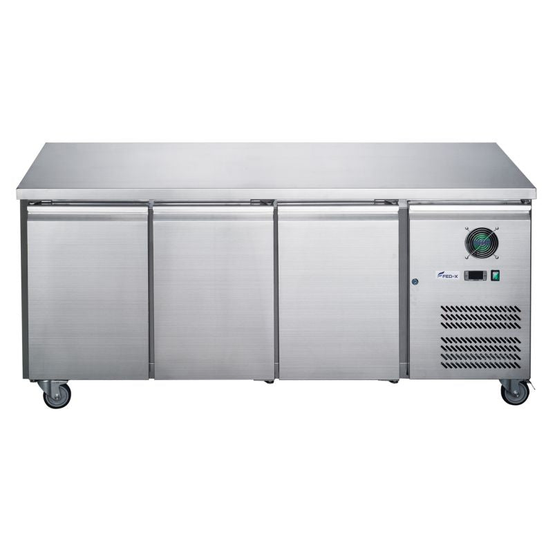 FED-X S/S Three Door Bench Fridge XUB6C18S3V | Commercial Kitchen Store